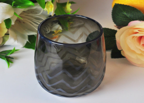 Small Mouth Blown Glass Candle Holders , Grey Glass Tealight Candle Holders