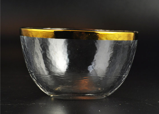 7oz金縁が付いている高く白いガラス蝋燭ボールのTealightのホールダー