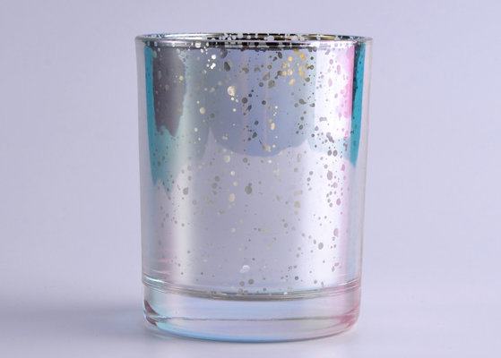 Silver Electroplated Speckled Votive Glass Tealight Candle Holder for Party Wedding