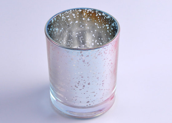 Silver Electroplated Speckled Votive Glass Tealight Candle Holder for Party Wedding