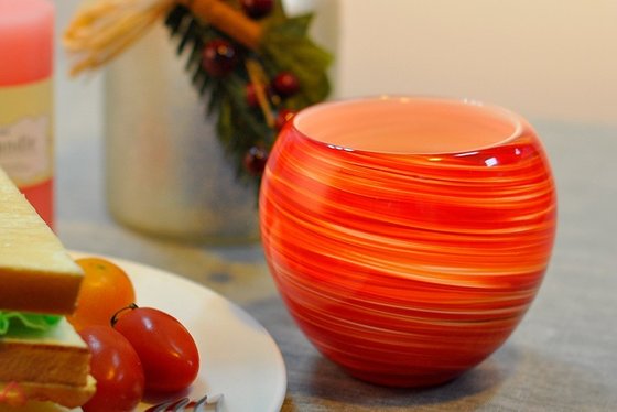Colorful Glass Candle Holder for Wedding Decor , Red Yellow Color Material Mixed Planet