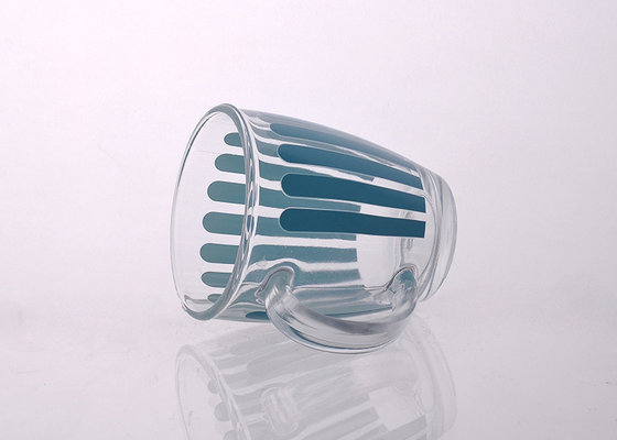 Popular stock oblique shape clear glass mugs with handles , hot beverage or coffee USE