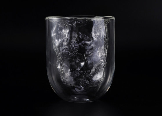 Clear Double Wall Borosilicate Glass Juice Cups Mouth Blown Thermo