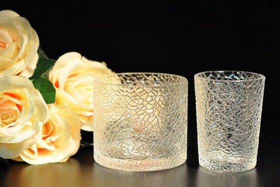 8oz decorations clear candle holders , glass candle cups Leaf Pattern