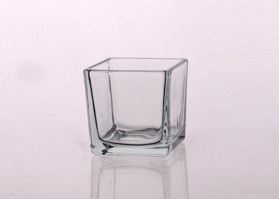 Transparent Square Thick Glass Candle Holder 10oz Top dia 82mm Machine Mader