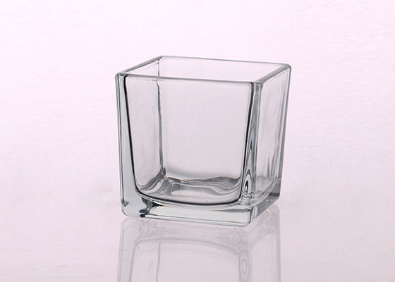 Transparent Square Thick Glass Candle Holder 10oz Top dia 82mm Machine Mader