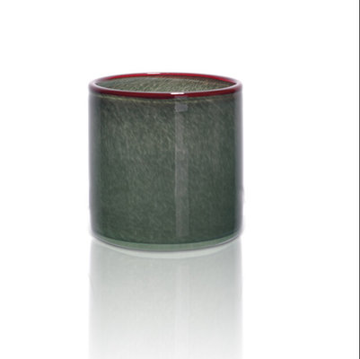 Yellow cylinder glass candle holders , decorative glass flower candle holder