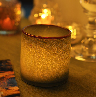 Fashional Hand Blown blue glass votive candle holder With Artisanally Crafted