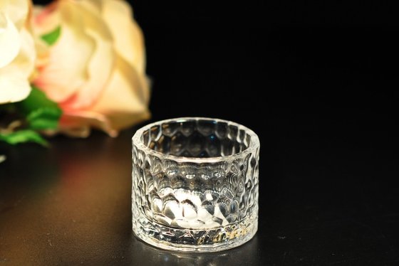 Dimpled Cylindrical Clear set of 3 glass candle holders for Candle Making