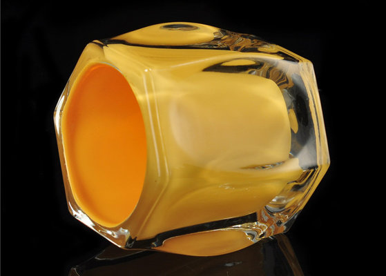 Color Sprayed Inside glass candlestick holders for Tealight or Wax Making , Hexagon Shape