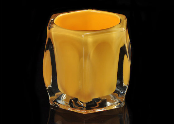 Color Sprayed Inside glass candlestick holders for Tealight or Wax Making , Hexagon Shape