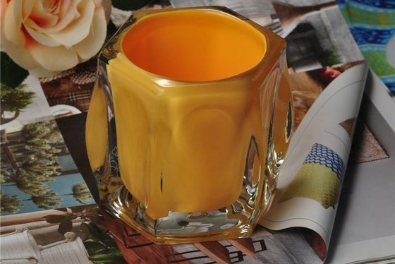 Color Sprayed Inside glass candlestick holders for Tealight or Wax Making , Hexagon Shape