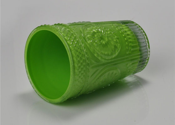 Flower Design Votive glass candle jars , glass candle stand Color Sprayed Inside