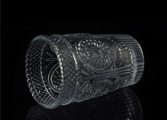 Flower Design Votive glass candle jars , glass candle stand Color Sprayed Inside