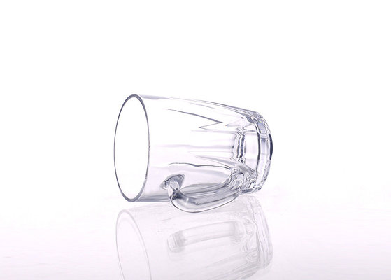 High white machine pressed glass coffee cup , hand round shape