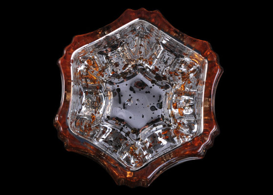 Mercury inside amber hexagonal outdoor glass candle holders for home decoration gifts