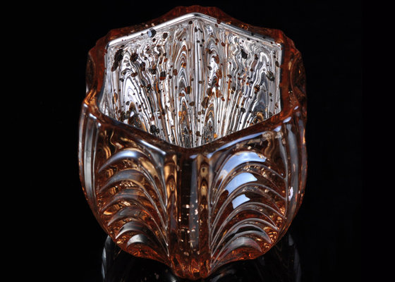 Mercury inside amber hexagonal outdoor glass candle holders for home decoration gifts