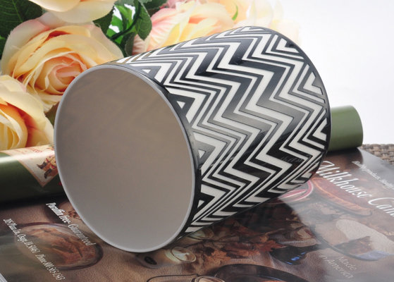 Round Hand Made Ceramic Candle Holder Black white Interphase Engrave