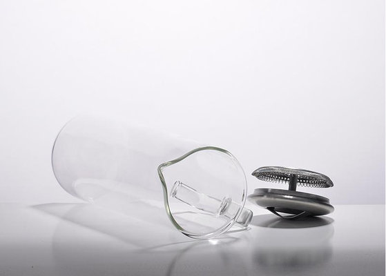 Long Cylinder Round Transparent Glass Teapot , Glass Tableware With Infuser