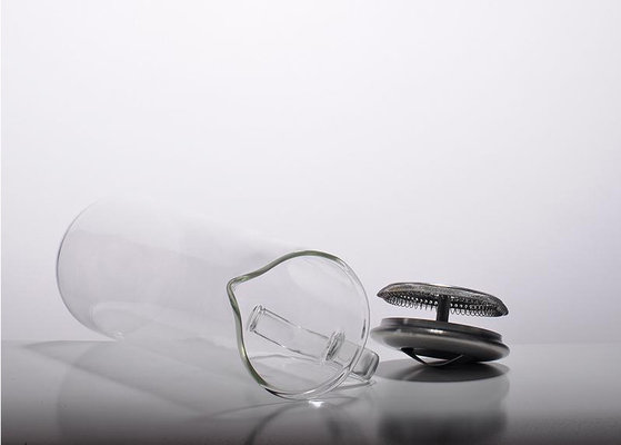 Long Cylinder Round Transparent Glass Teapot , Glass Tableware With Infuser