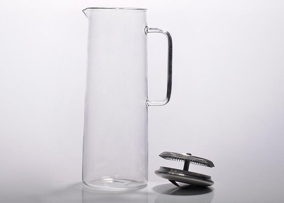 Long Cylinder Round Transparent Glass Teapot , Glass Tableware With Infuser