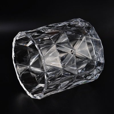 Clear contemporary glass candle holders diamond pattern design Bottom dia 98mm