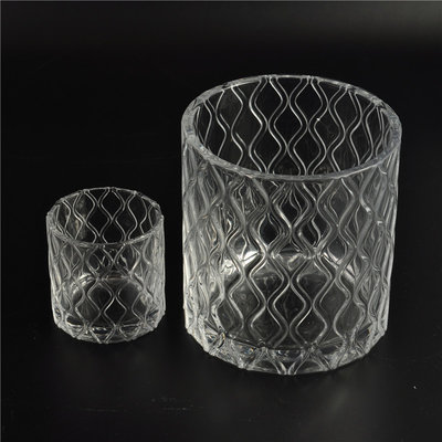 Creative decorative glass candle holders with lid set , pattern design