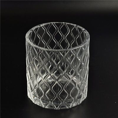 Creative decorative glass candle holders with lid set , pattern design