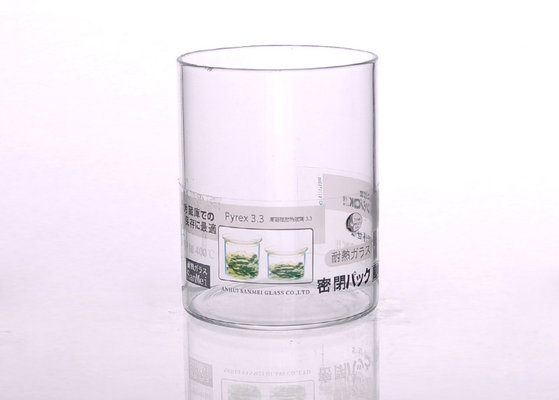Cylinder Pyrex Glass Tableware , Glass Storage Jar with Decal Logo
