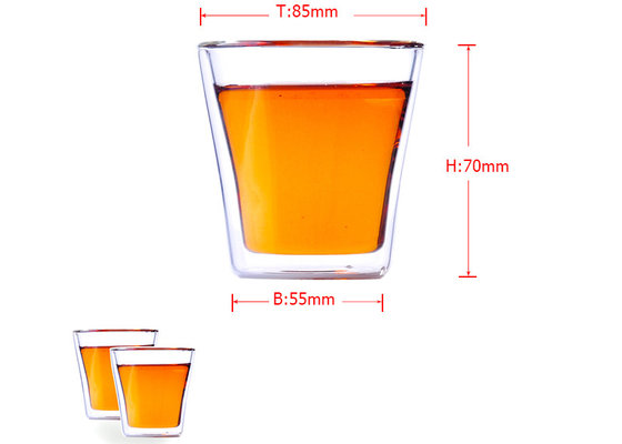 高い二重壁のホウケイ酸ガラス、円形の明確なガラス ティー カップのコーヒー使用