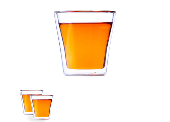 高い二重壁のホウケイ酸ガラス、円形の明確なガラス ティー カップのコーヒー使用