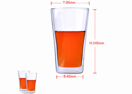 Transaprent heat resistant borosilicate wine glass double wall