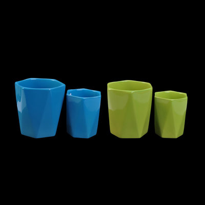 Large Glazed Color Ceramic Candle Holder , Hexagon candle holder ceramic