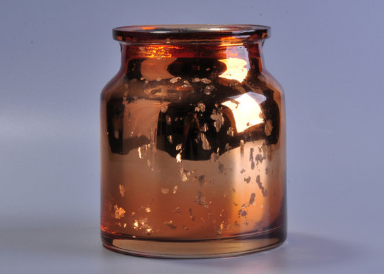 Large capacity 20oz coloured glass candle holders , mercury rose gold glass candle jar