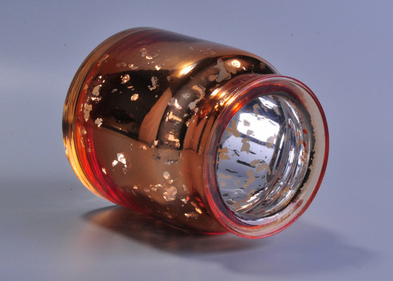 Large capacity 20oz coloured glass candle holders , mercury rose gold glass candle jar