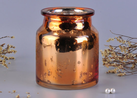 Large capacity 20oz coloured glass candle holders , mercury rose gold glass candle jar