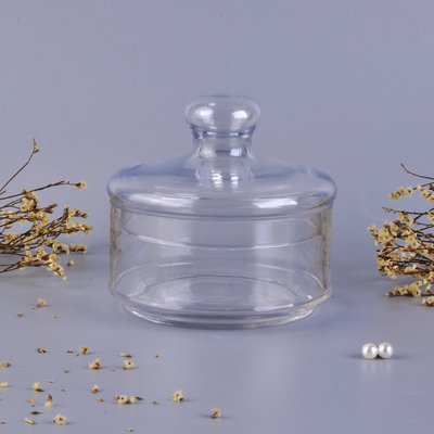 Recyclable printed Clear storage glass jar with galss lid for food