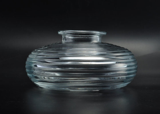 Little hight High white glass diffuser bottle Round Shape wide dia circle line