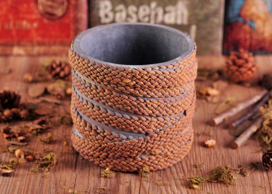 Deco Weave Twine Cylinder Concrete Candle Holders 12cm Bottom dia