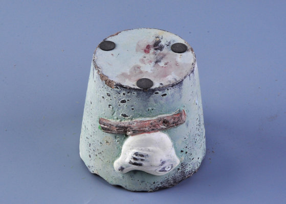 Vivid Bird Irregular Round Cement Candle Holder , ceramic candlestick holders For Decoration