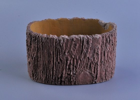 11cm Height Rough Tree Trunk Design Cement Ceramic Candle Holder