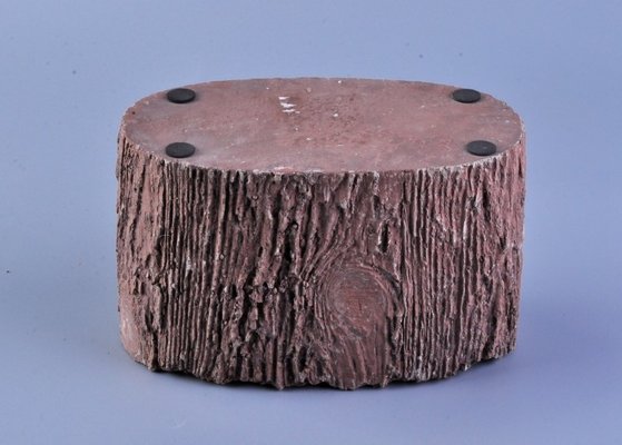 11cm Height Rough Tree Trunk Design Cement Ceramic Candle Holder