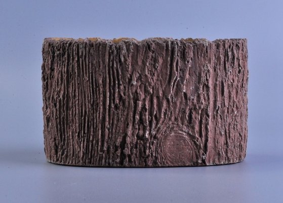 11cm Height Rough Tree Trunk Design Cement Ceramic Candle Holder
