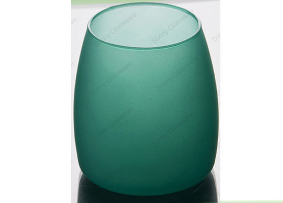 Color coating round frosted glass candle holders , glass candle jar