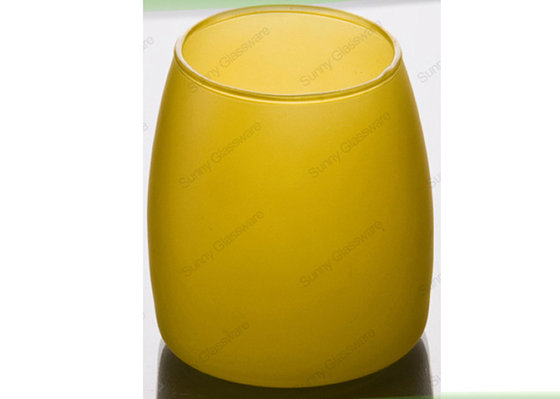 Color coating round frosted glass candle holders , glass candle jar