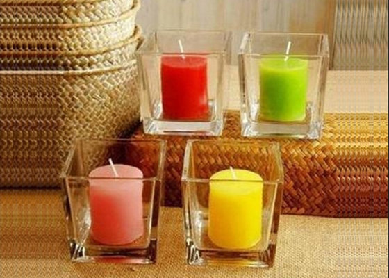 OEM Square Replacement Glass Candle Holder With Different Colors