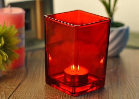 OEM Square Replacement Glass Candle Holder With Different Colors