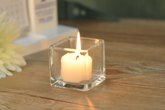 OEM Square Replacement Glass Candle Holder With Different Colors