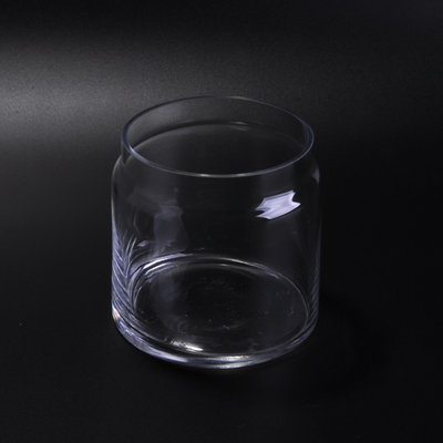 Mouth blown clear glass jar for candles