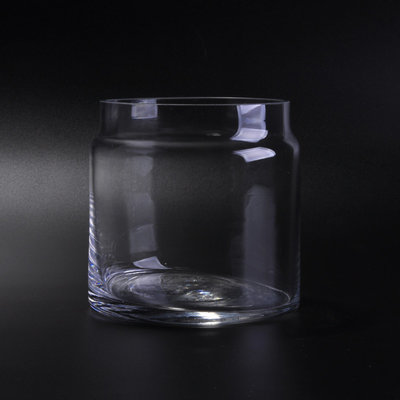 Mouth blown clear glass jar for candles